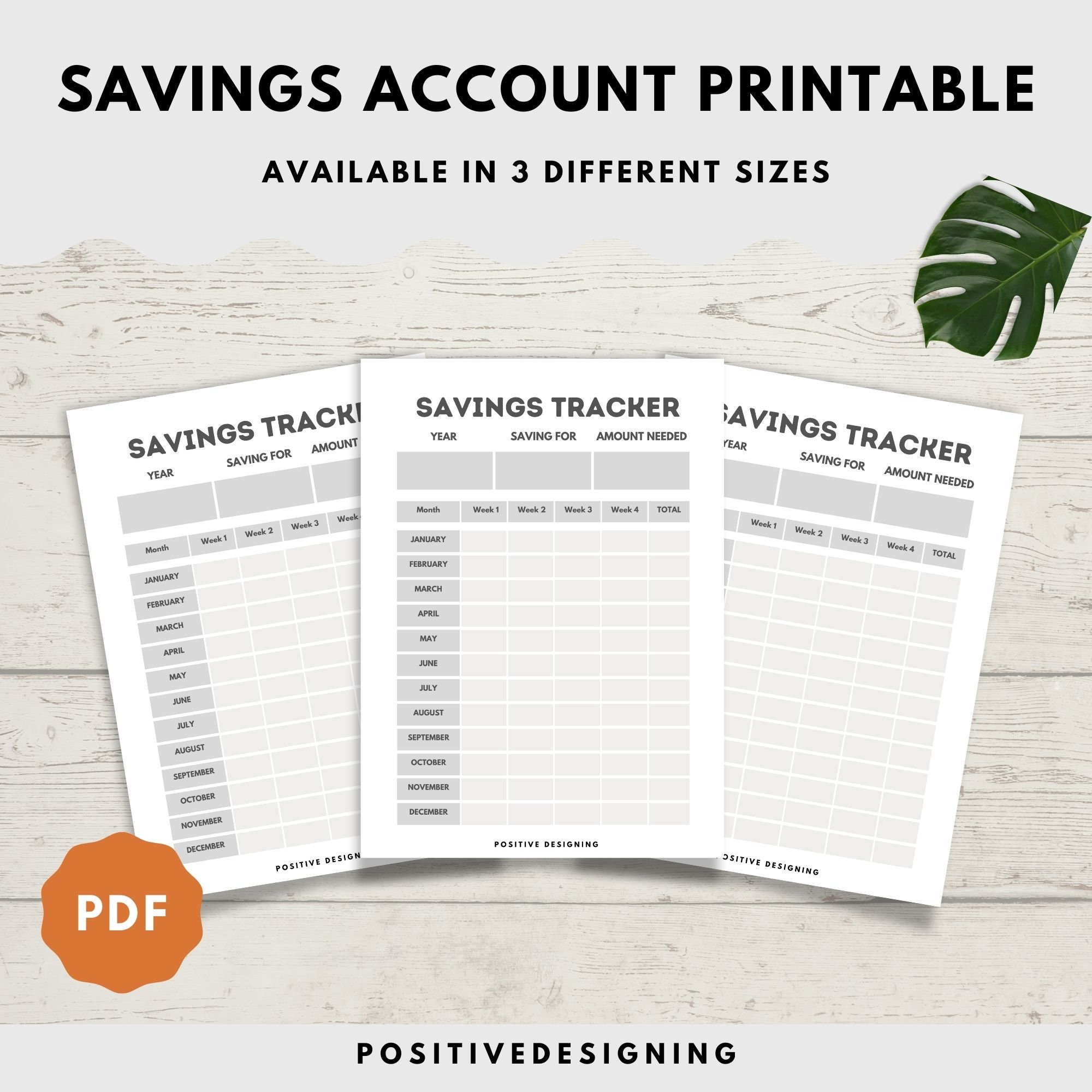 Savings Account Tracker Printable, Financial Planning (A4 A5 Letter ...