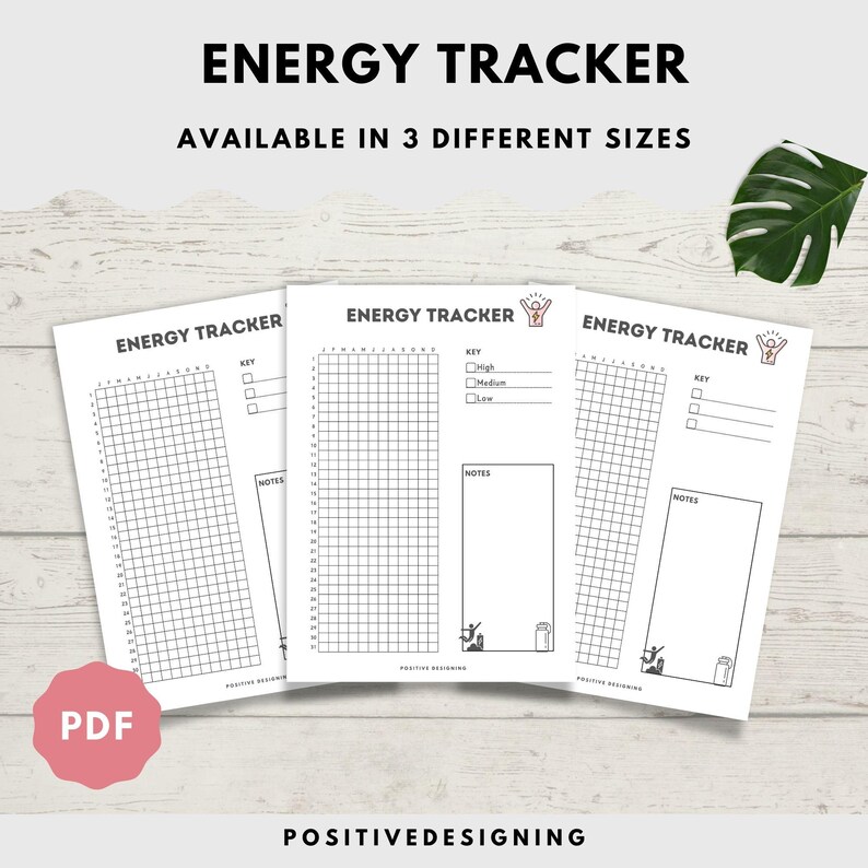 Energy Tracker Journal Page - Printable Mood Tracker - Daily Energy Log ...