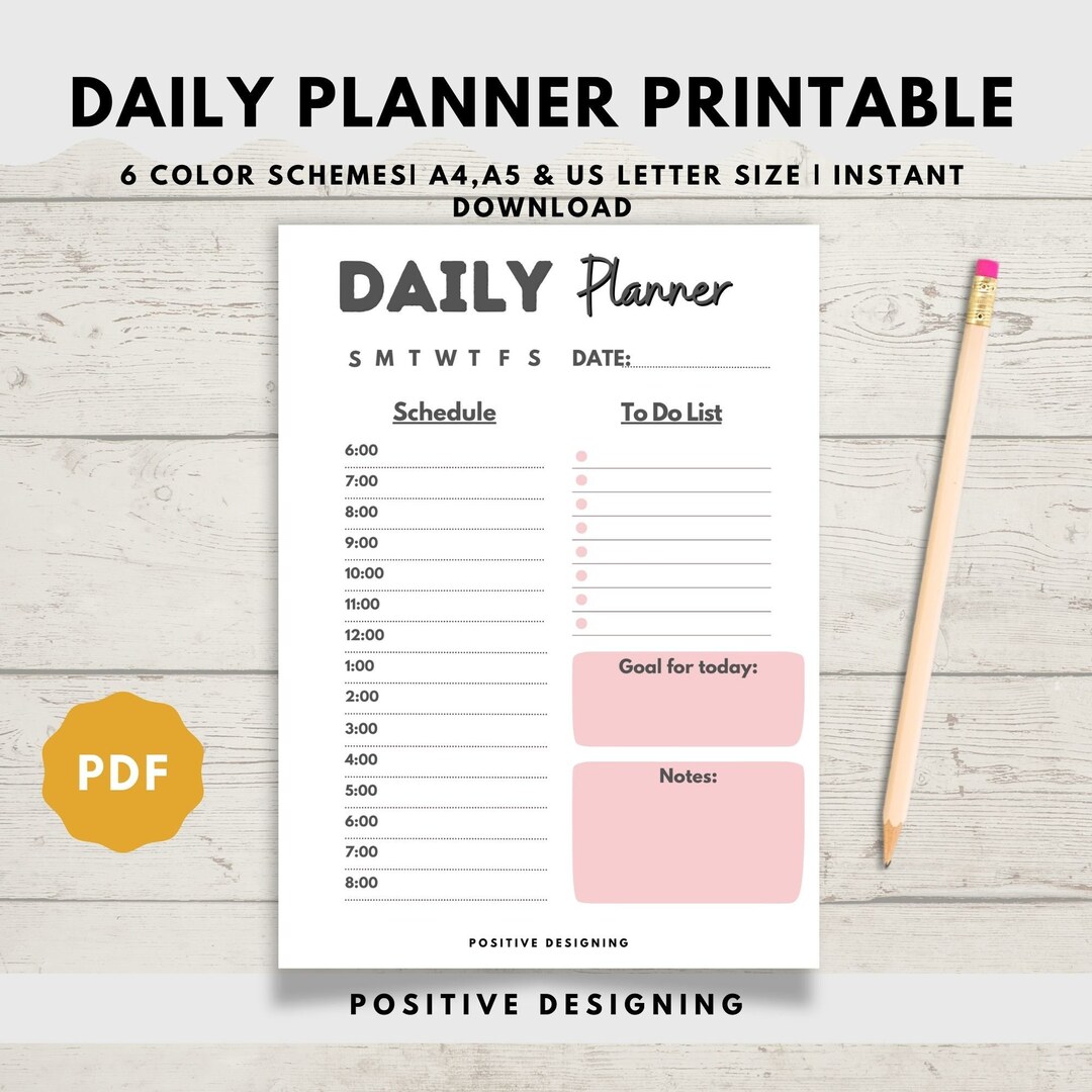 Daily Planner Printable Daily Printable Inserts Time - Etsy