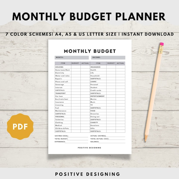 Monthly Budget Planner Printable Financial Journal Monthly Budget Sheet ...