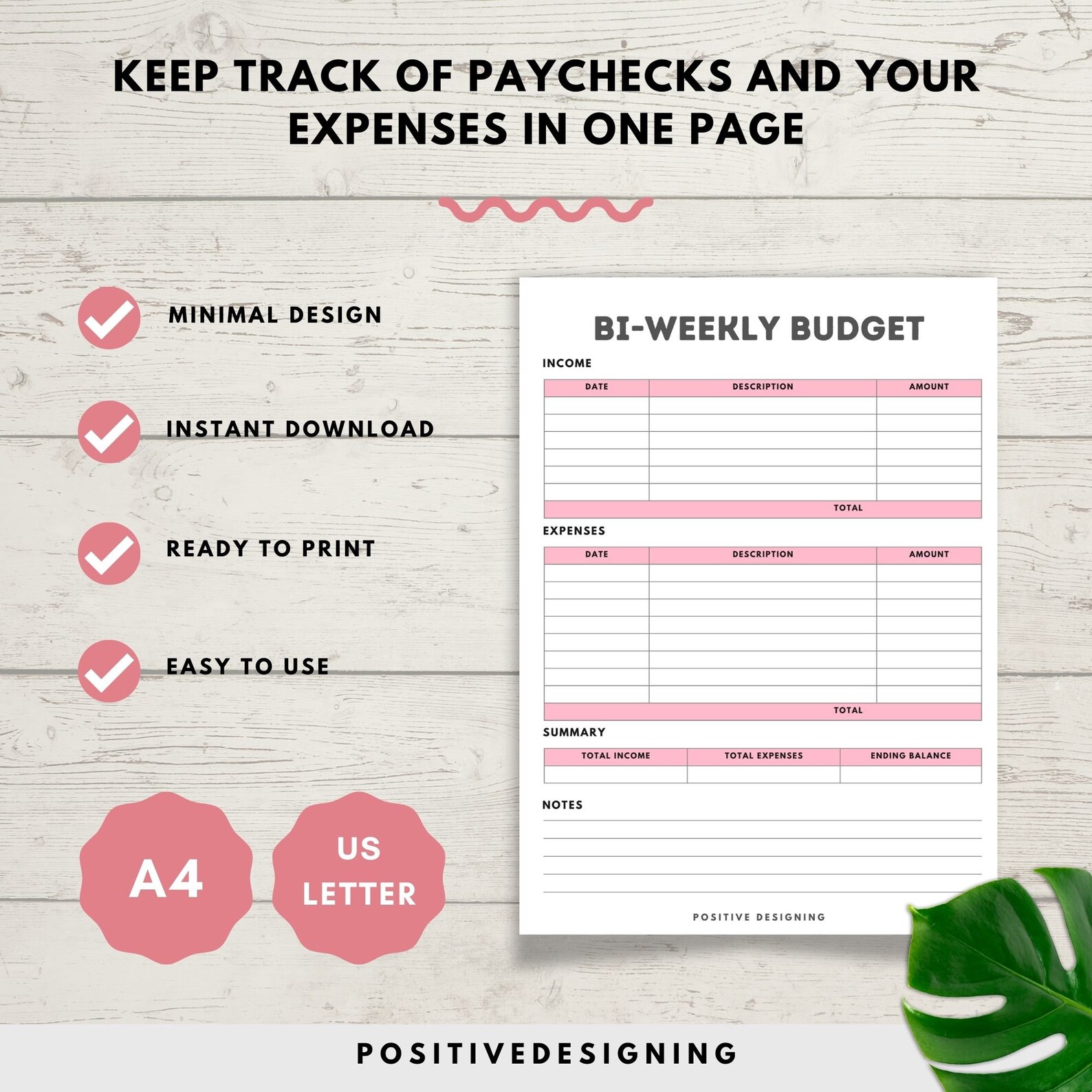 Bi-weekly Budget Planner Printable, Budget Template PDF, Budget by ...