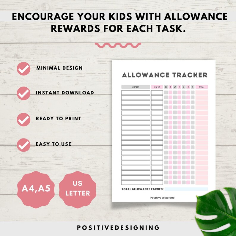 Allowance Chart | Allowance Tracker | Chore Chart for Kids | Kids ...
