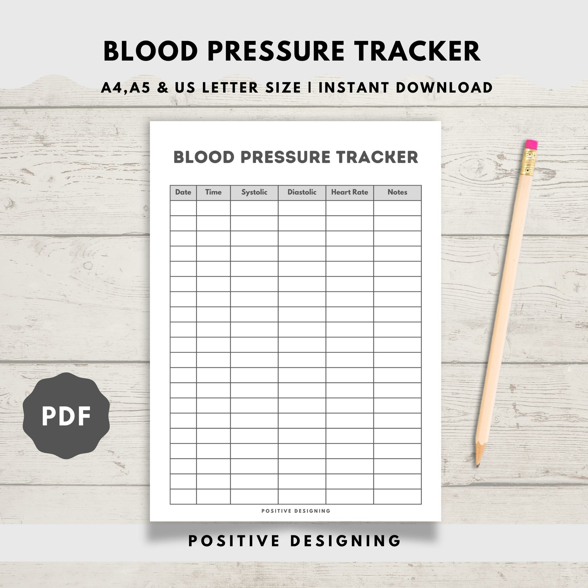 Blood Pressure Chart Printable Instant Download Medical - Etsy UK