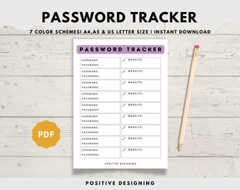 Printable Password Tracker, Password Log, Address Book Pages, Instant ...