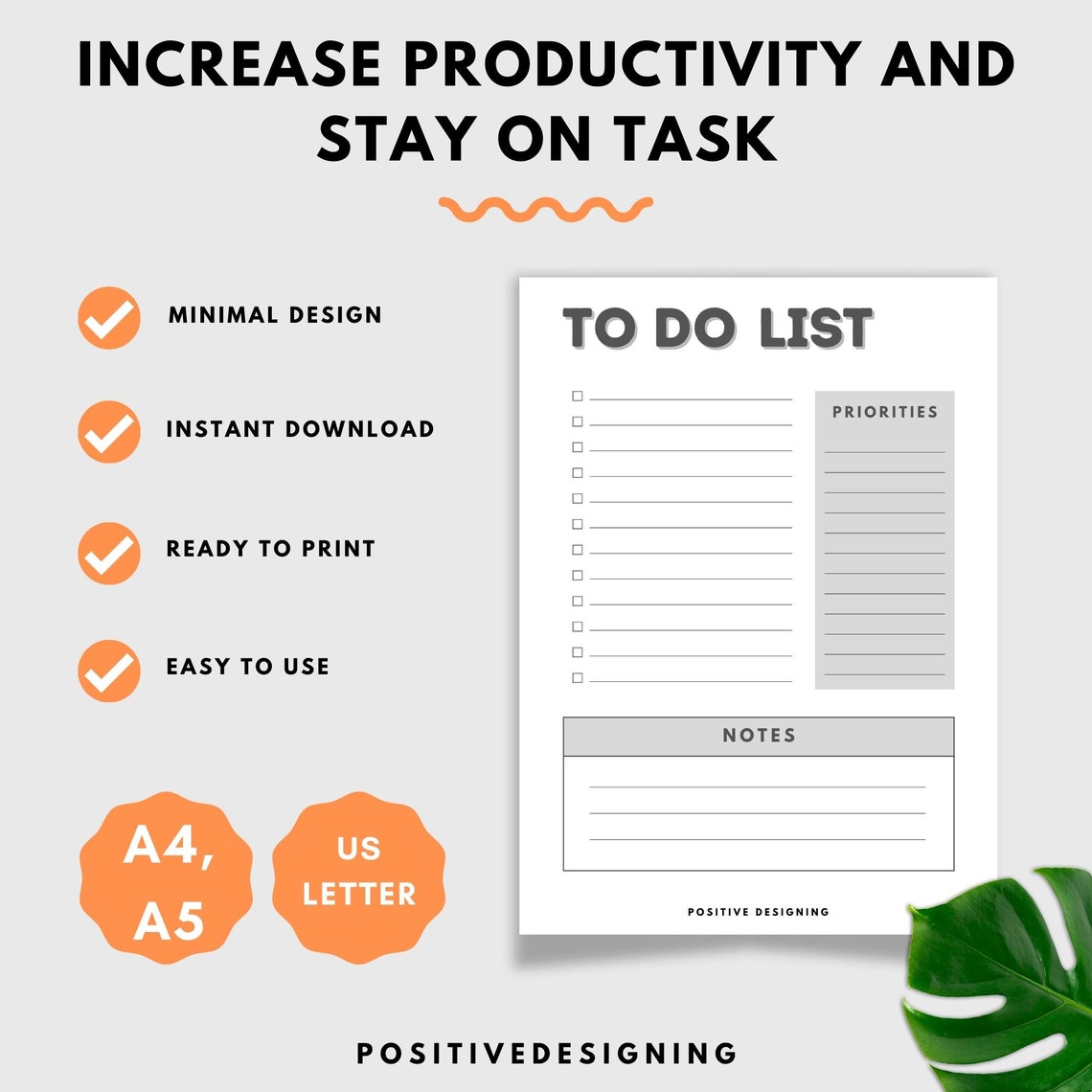 Daily to Do List Printable, Instant Download, Minimal Productivity ...