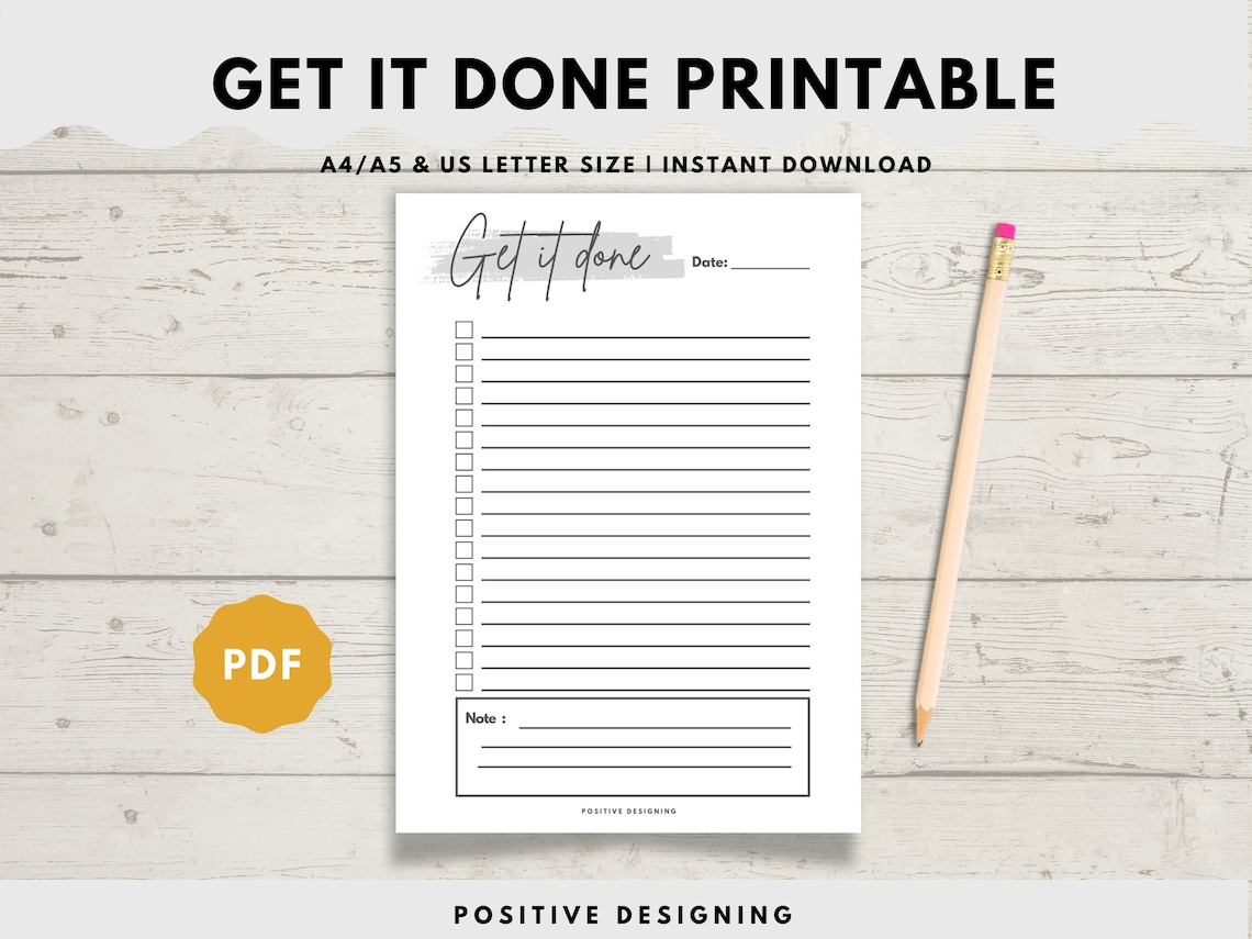 Get It Done Printable to Do List Template Task List Daily - Etsy