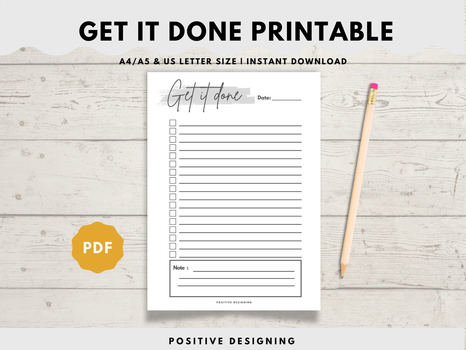 Get It Done, Printable to Do List Template, Task List, Daily to Do List ...