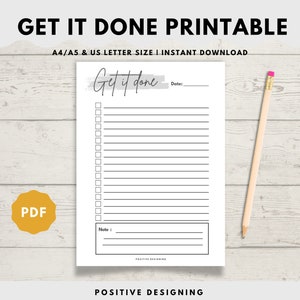 Get It Done, Printable to Do List Template, Task List, Daily to Do List ...