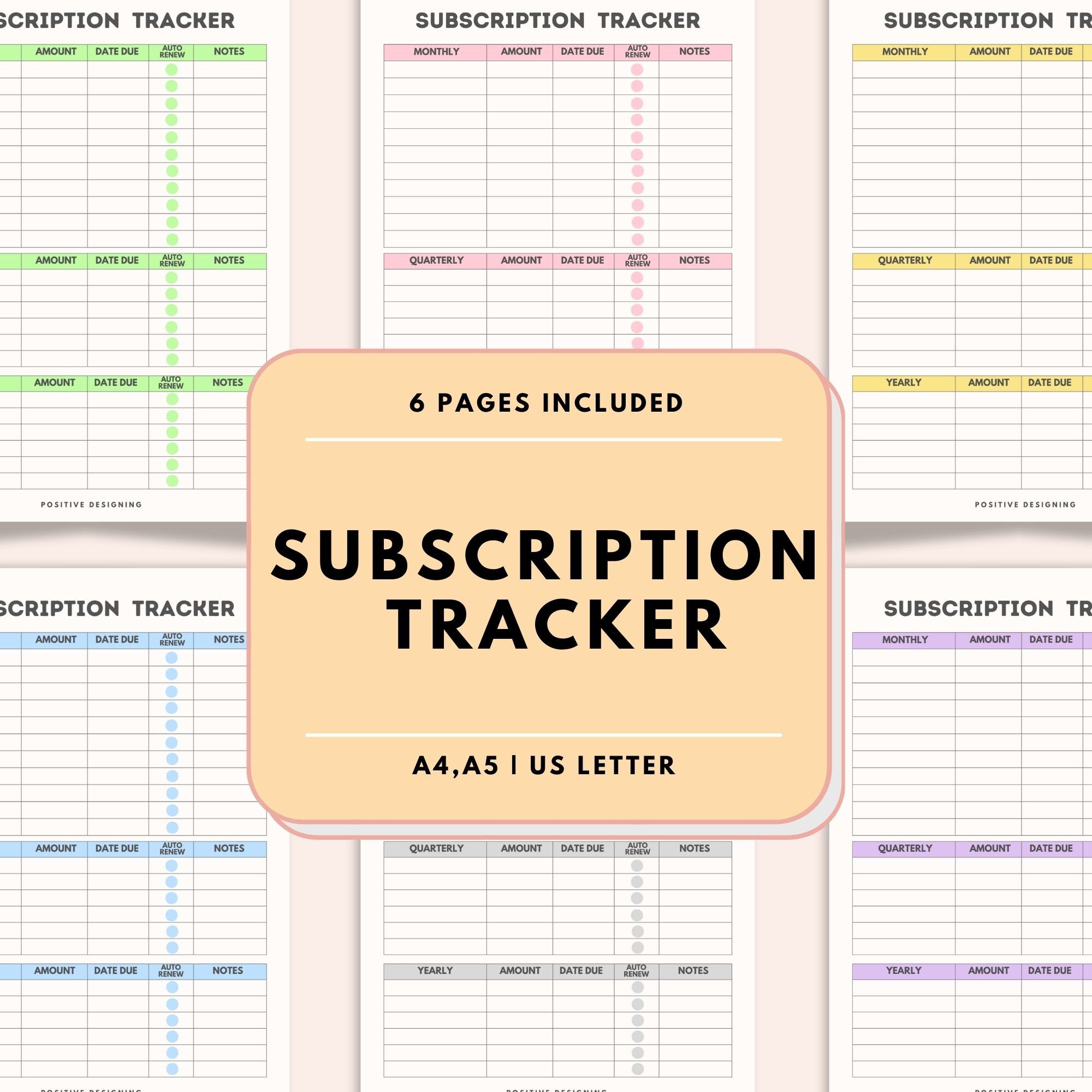 Subscription Tracker Printable | Budget Planner | Account Tracker ...