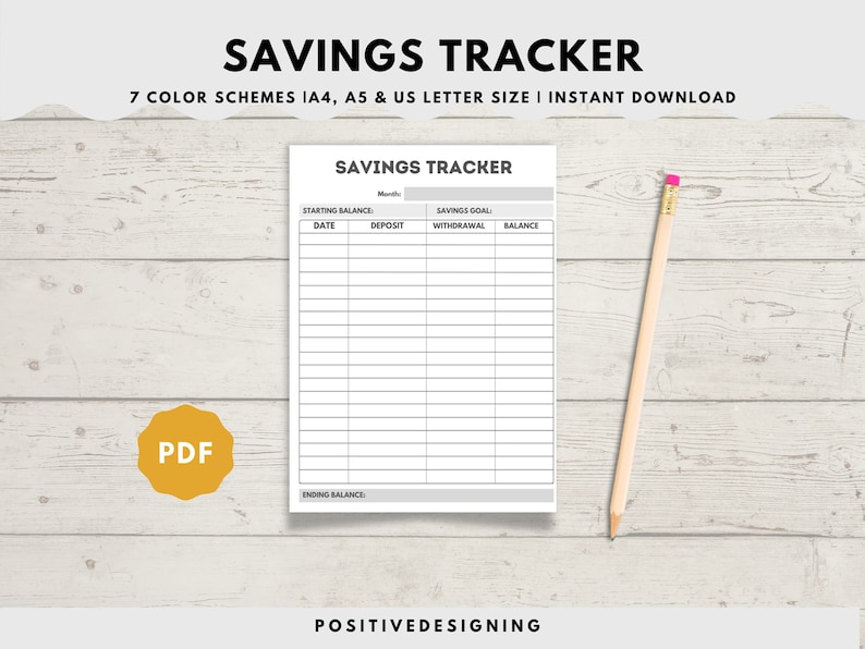 Savings Account Sheet Printable, Personal Savings Tracker, Financial ...
