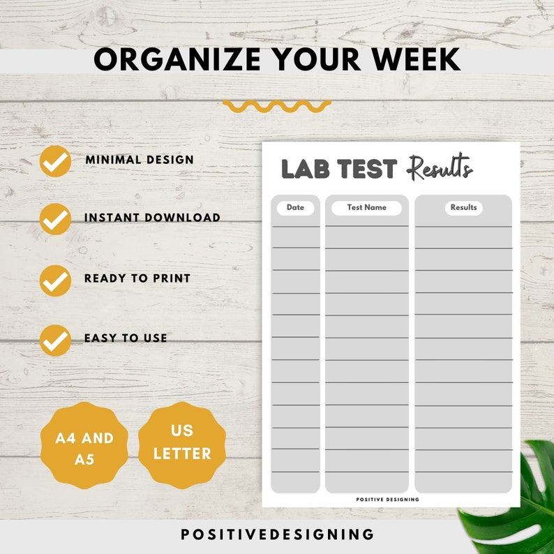 Printable Lab Results Tracker | Annual Lab Results Chart, Lab Records ...
