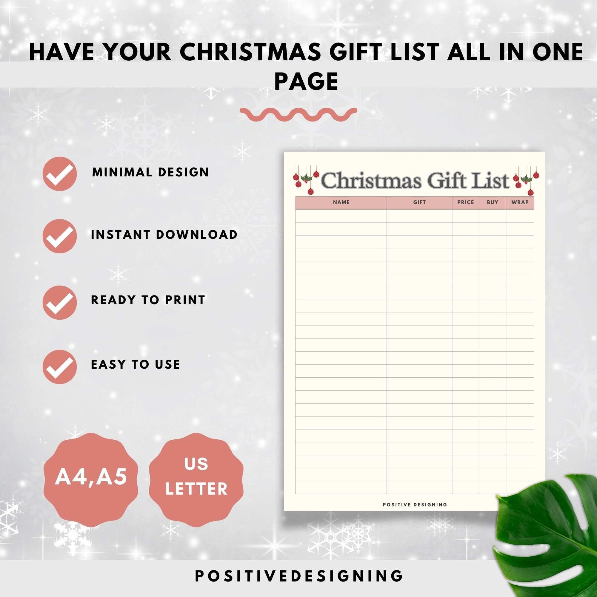 Christmas Gift List | Christmas Gift Idea | PDF | Printable Christmas ...