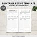 Recipe Template Printable, Blank Recipe Page, Cookbook Template, Recipe ...