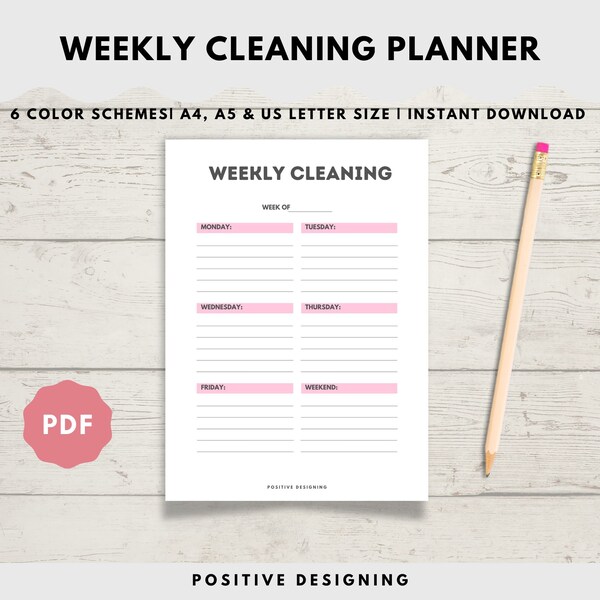 Printable Daily Cleaning Checklist, Declutter Tracker, Cleaner Planner ...