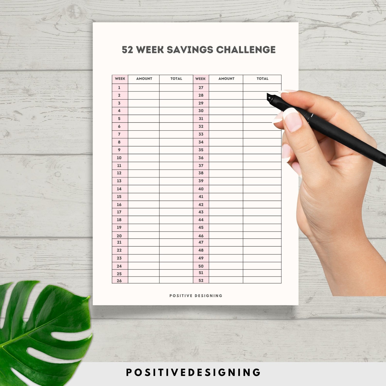 52 Weeks Savings Challenge Tracker Printable | Financial Planner ...