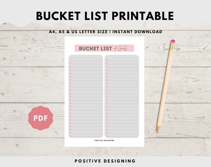 Bucket List Tracker Printable, to Do List Printable, Bucket List ...