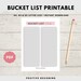 Bucket List Printable, Bucket List Template, Life Goals Planner, to Do ...