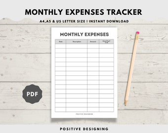 Monthly Expenses Tracker Printable, Expense Log Printable, Spending Log ...