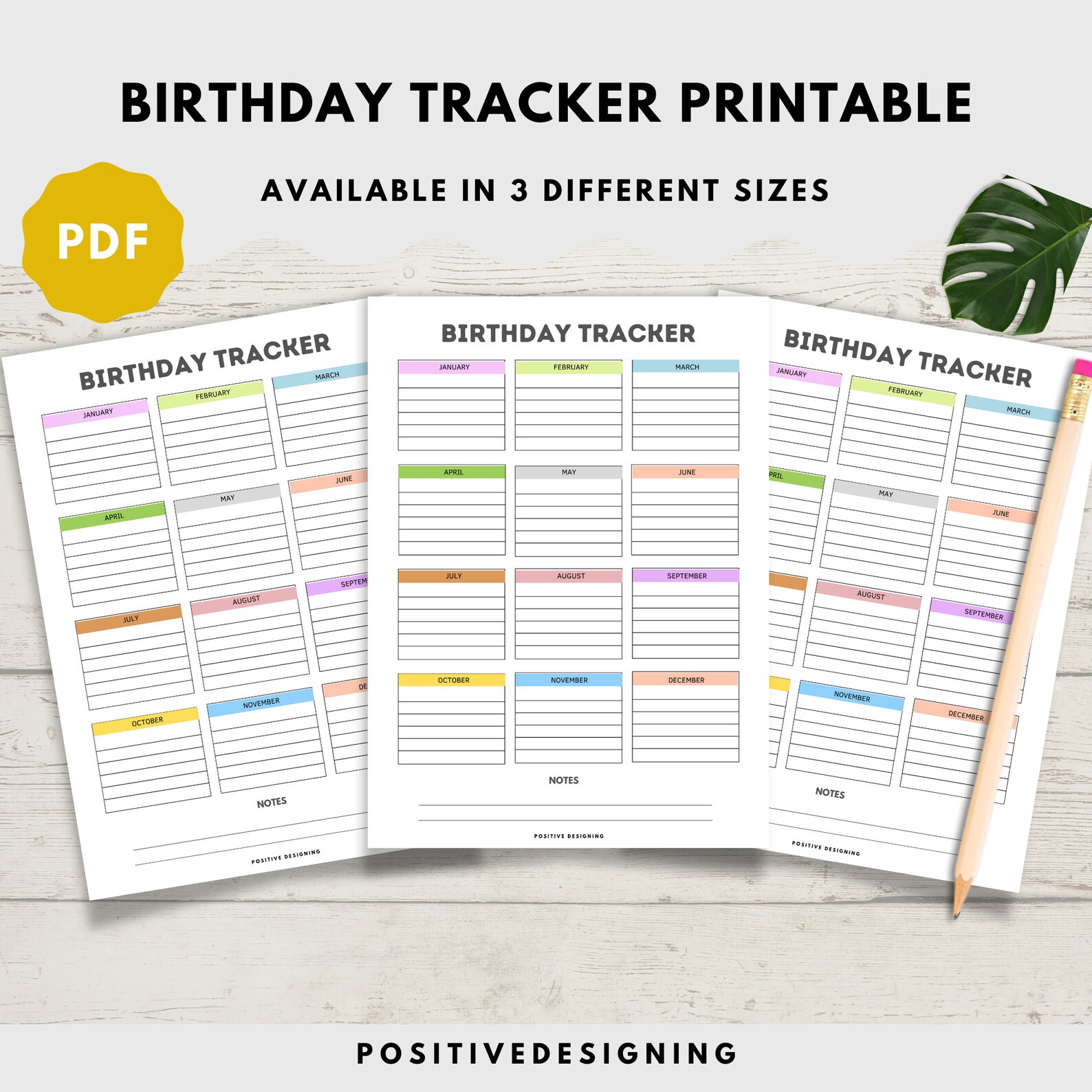 Birthday Tracker Printable Birthday List Birthday Planner Birthday ...