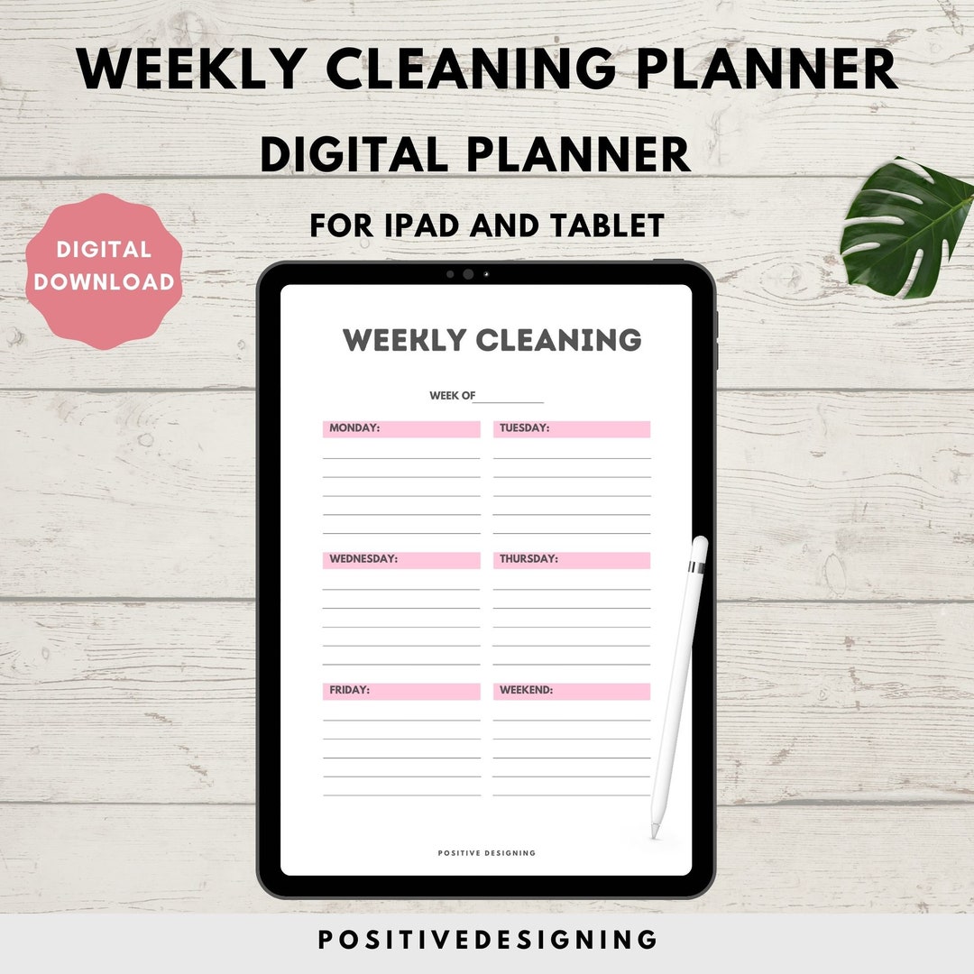 Digital Planner, Weekly Cleaning, Digital Cleaning Template, Cleaning ...
