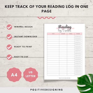 Reading Log Printable, Reading Tracker, Books to Read, Books I've Read, Book Log, A4/a5/letter ...
