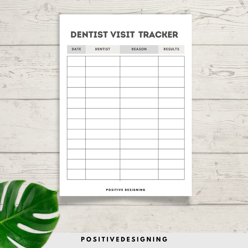 Dental Health Log, Dental Care Log, Dentist Checkup Log, Dental Care ...