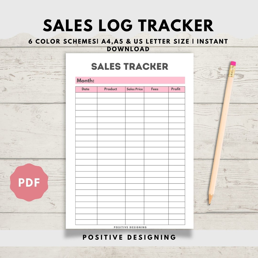 Sales Log Printable Sale Profits Tracker Sale Recorder - Etsy