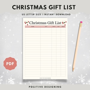 Christmas Gift List | Christmas Gift Idea | PDF | Printable Christmas ...