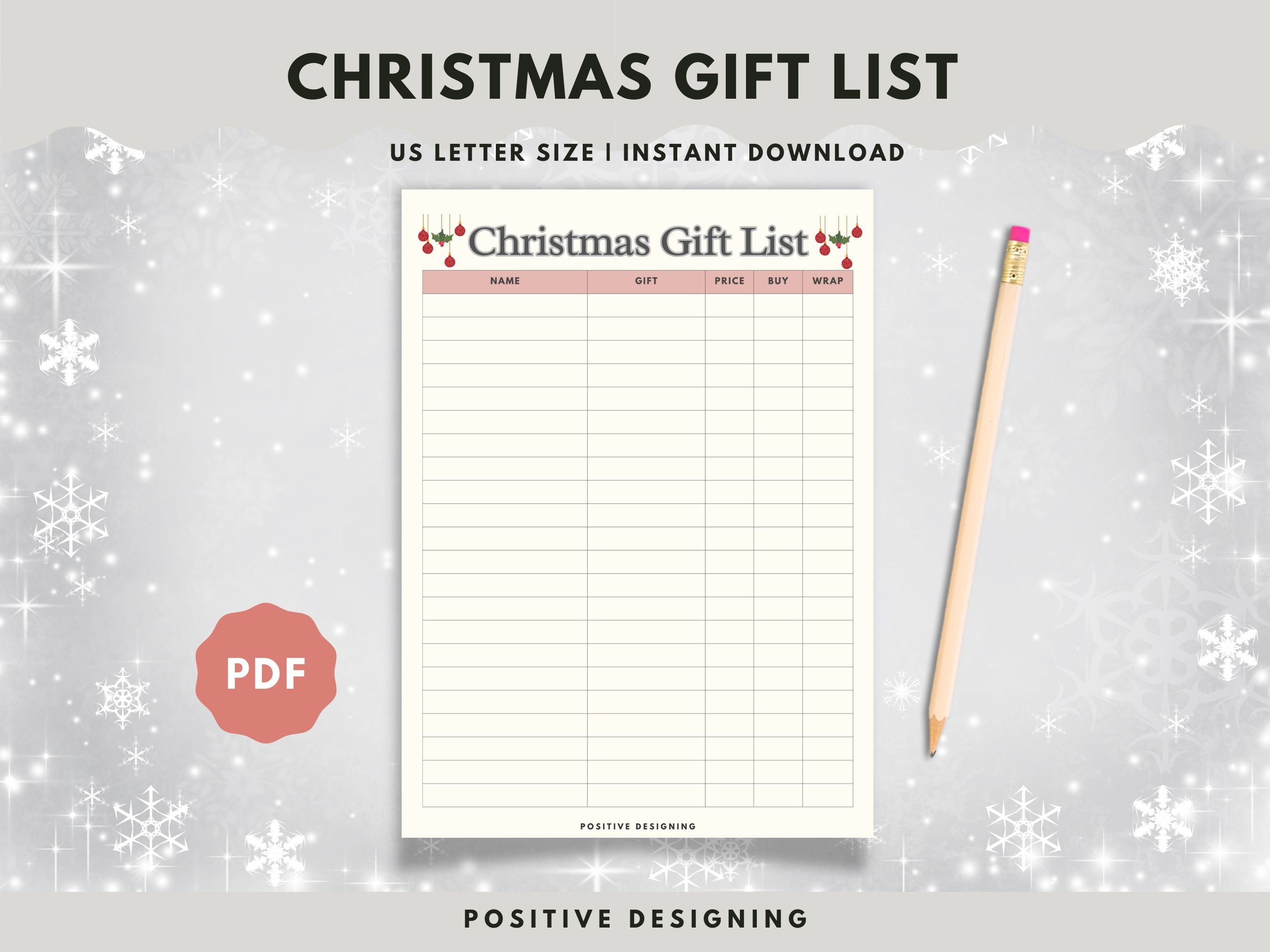 Christmas Gift List | Christmas Gift Idea | PDF | Printable Christmas ...