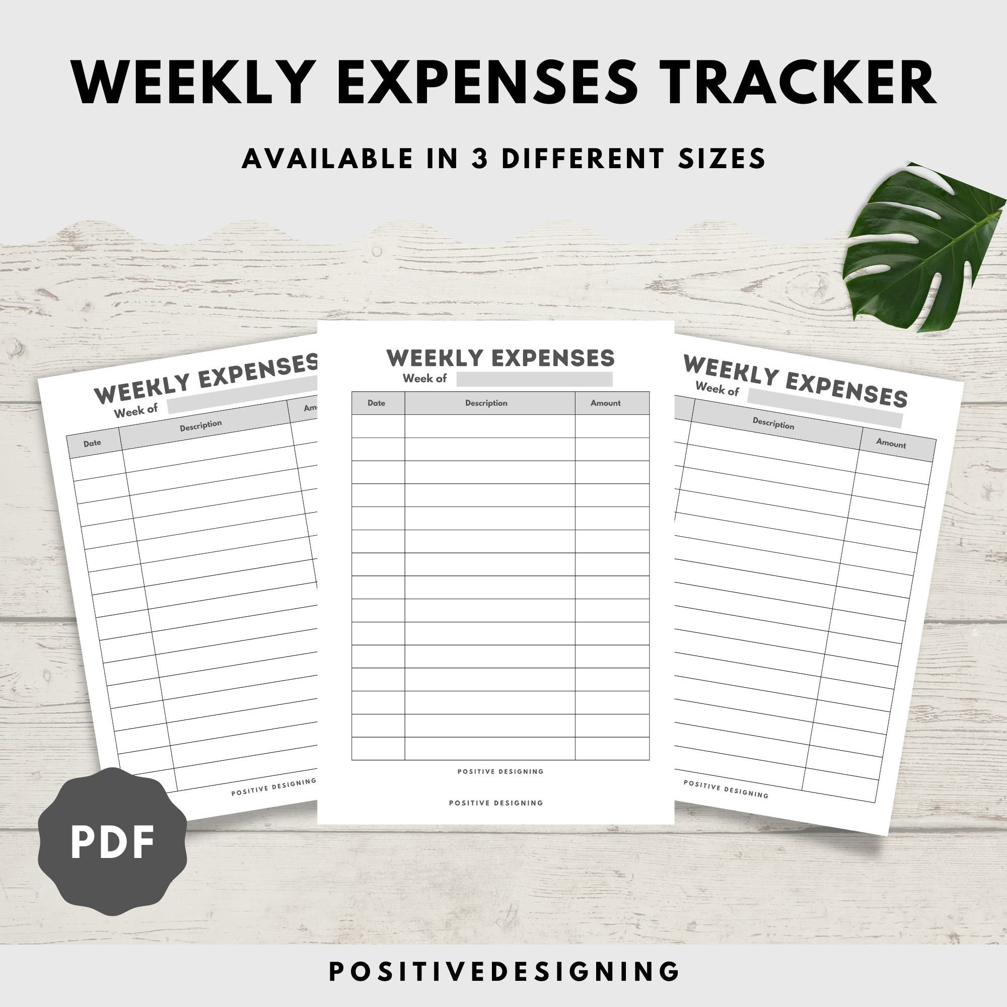 Weekly Expenses Tracker Printable, Spending Log, Purchase Recorder ...