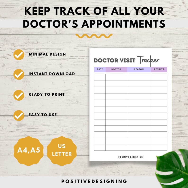 Doctors Visits Tracker Printable, Doctors Appointments Log, Medical ...