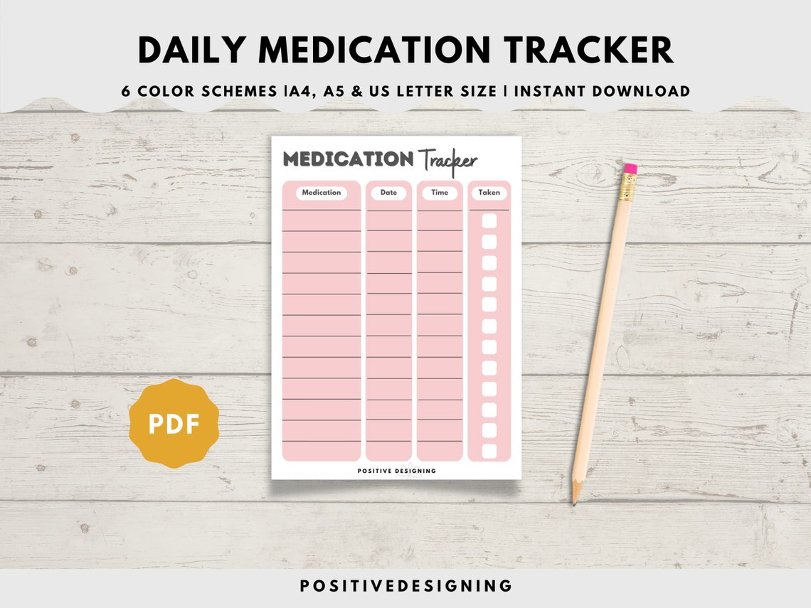 Daily Medication Tracker, Printable Medication Log, Daily Medication ...
