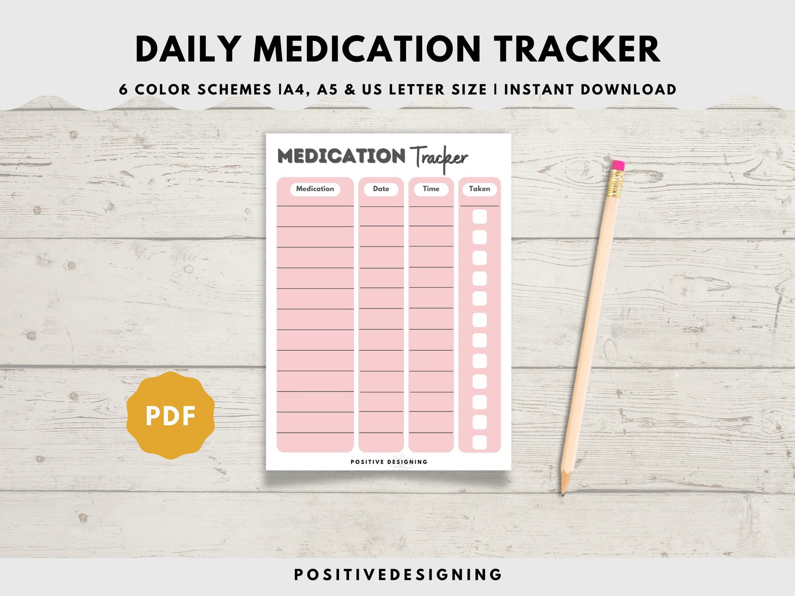 Daily Medication Tracker, Printable Medication Log, Daily Medication ...
