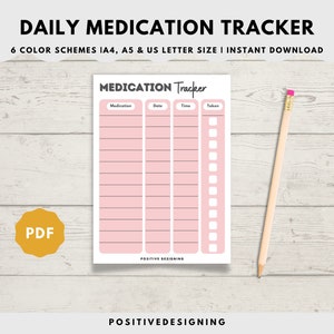 Daily Medication Tracker, Printable Medication Log, Daily Medication ...