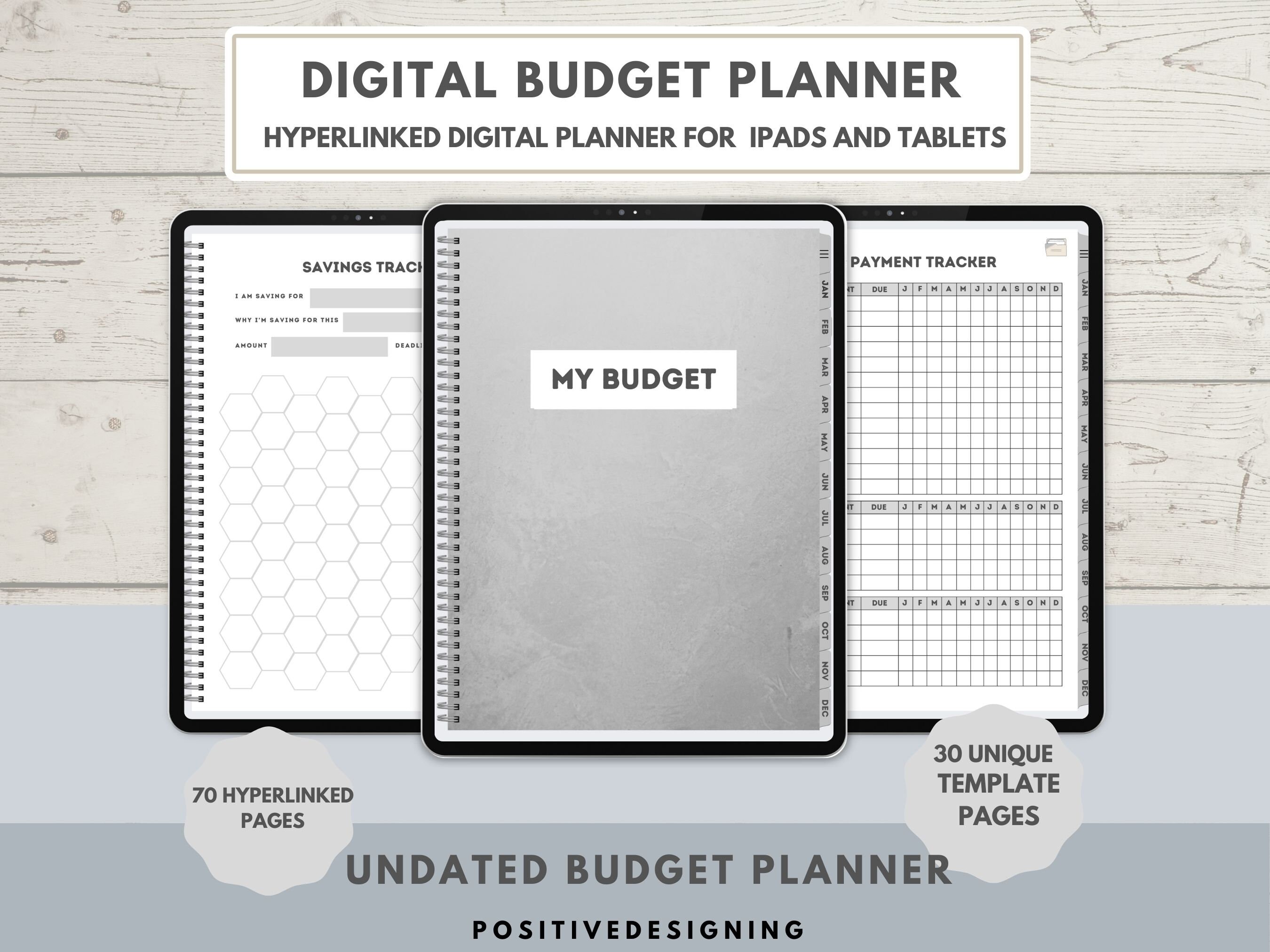 Money Planner Digital Budget Planner Savings Planner Gray Budget ...