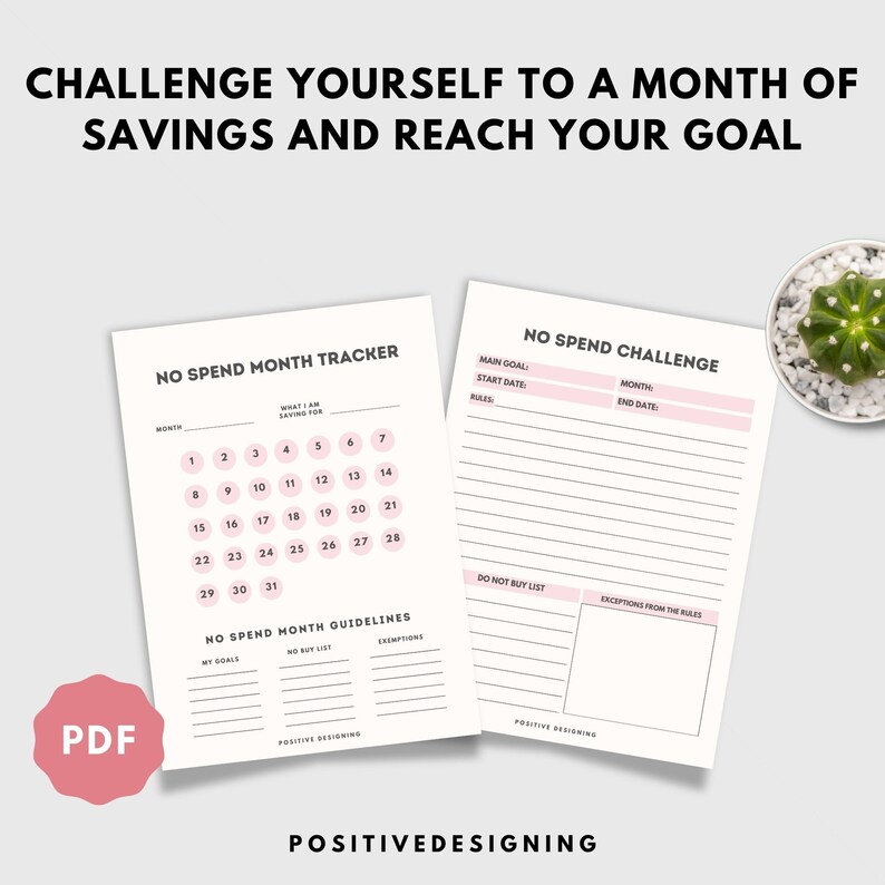 No Spend Challenge, No Spend Tracker, Printable Savings Sheet, Savings ...