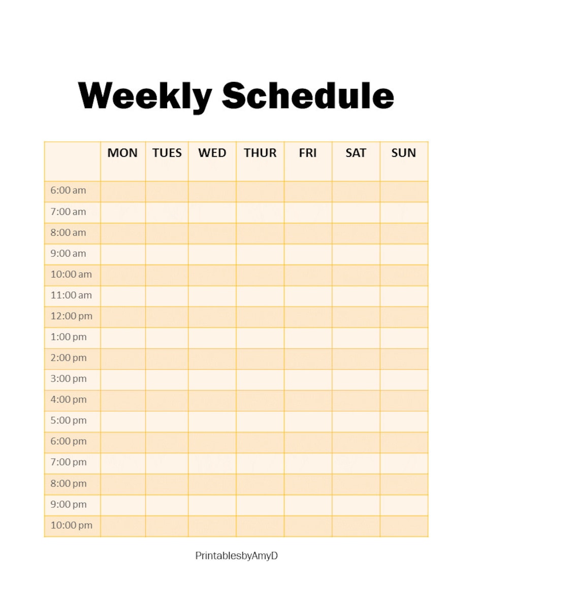 Half Hour Weekly Schedule Printable, Half Hour Daily Schedule Template ...