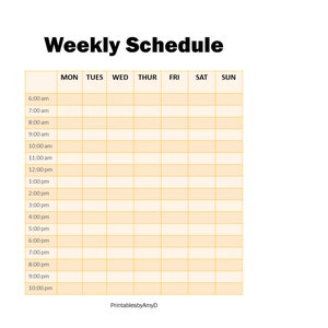 Half Hour Weekly Schedule Printable, Half Hour Daily Schedule Template ...