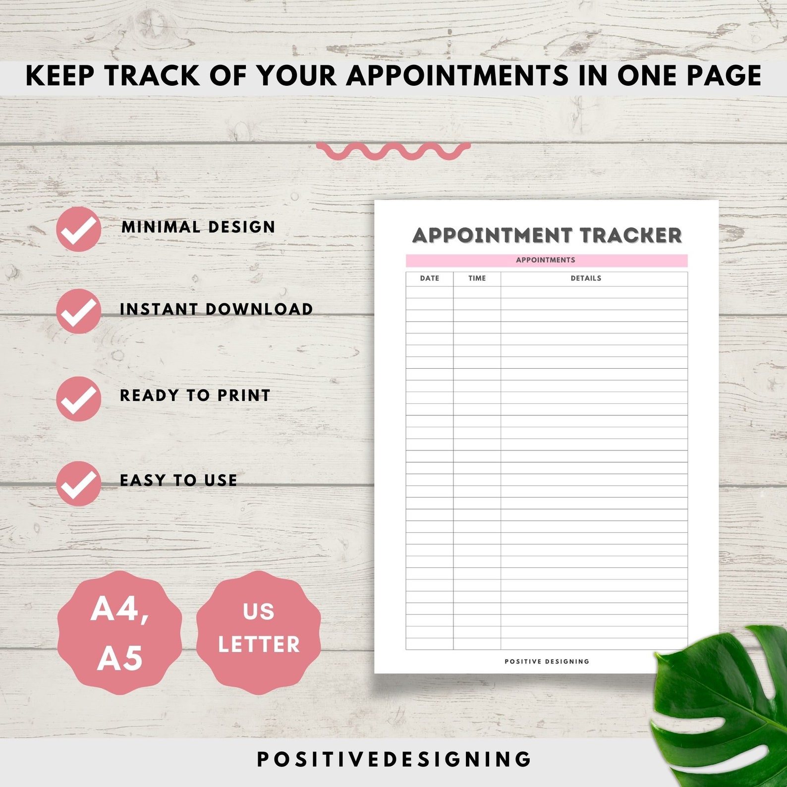 Minimalist Appointment Tracker Printable, Appointment Reminder, Meeting ...