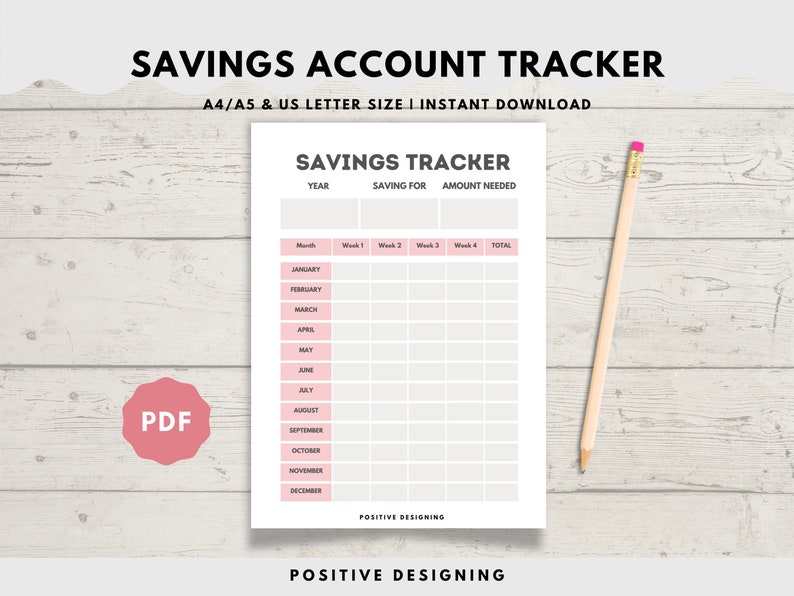 Savings Account Sheet Printable, Personal Savings Tracker, Financial ...