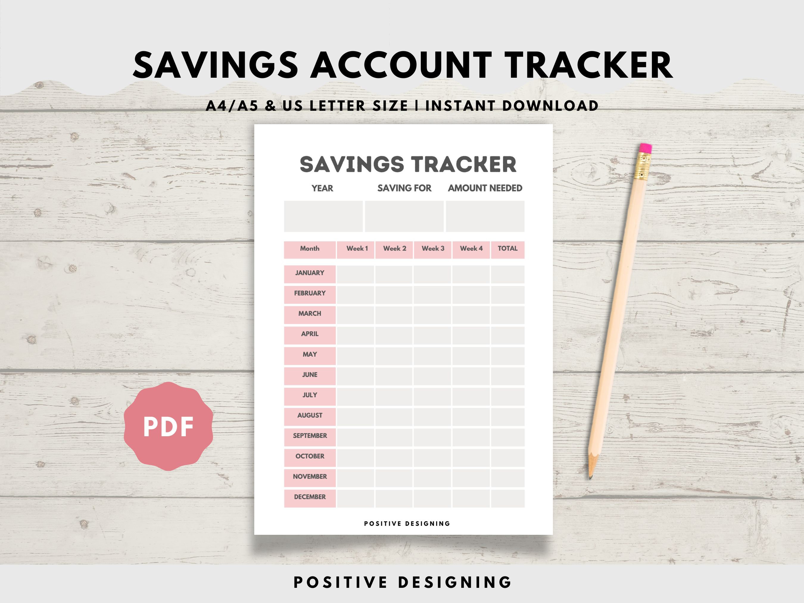 Savings Account Sheet Printable Personal Savings Tracker - Etsy