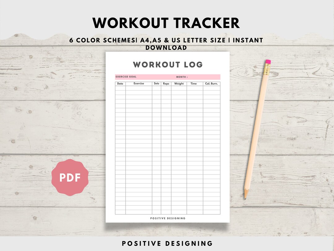 Workout Log | Exercise Log | Health Planner | A4/a5/letter/half Size ...
