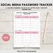Social Media Password Tracker Password Organizer Sheet Social Media ...