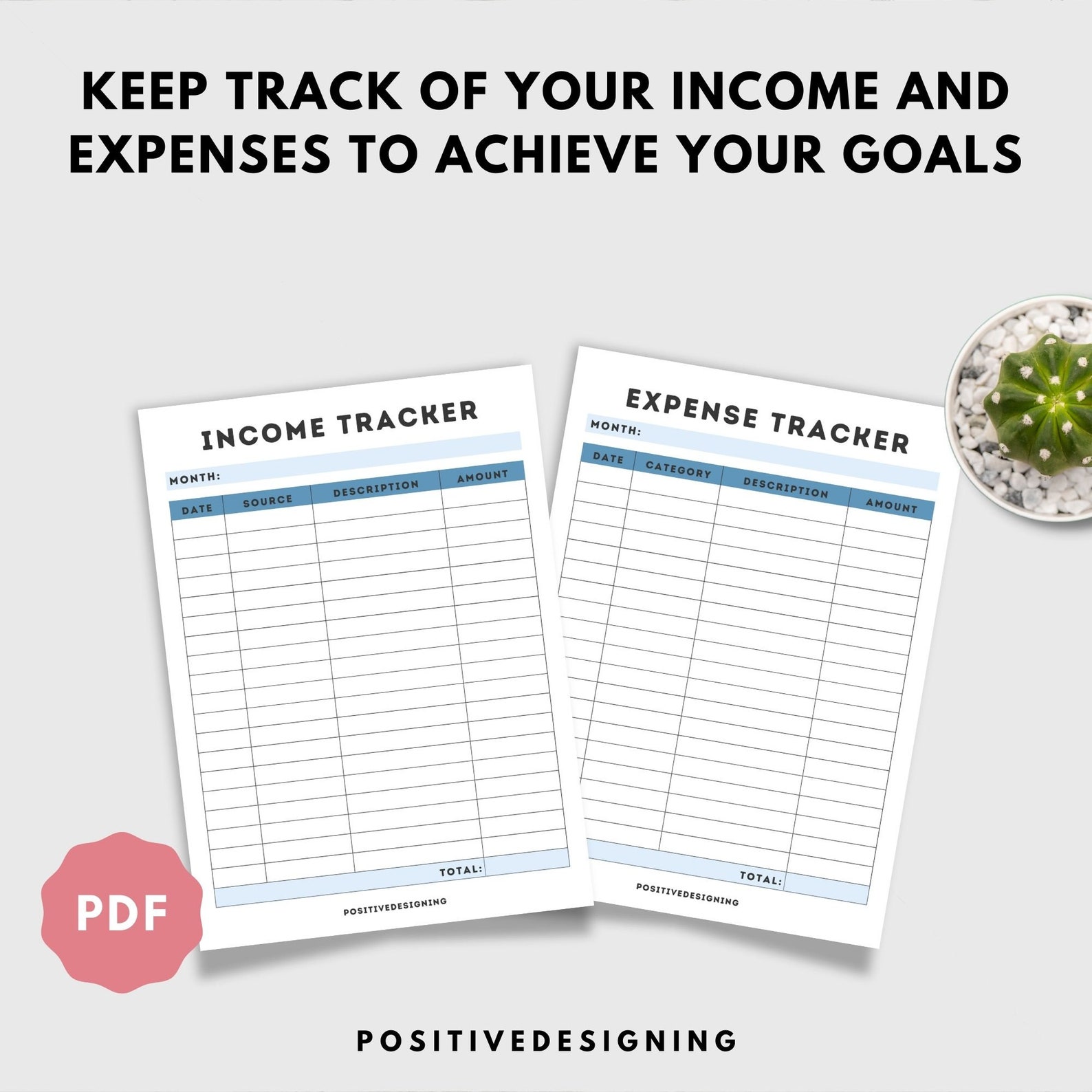 Income and Expense Tracker | Printable Budget Planner (PDF) - Etsy
