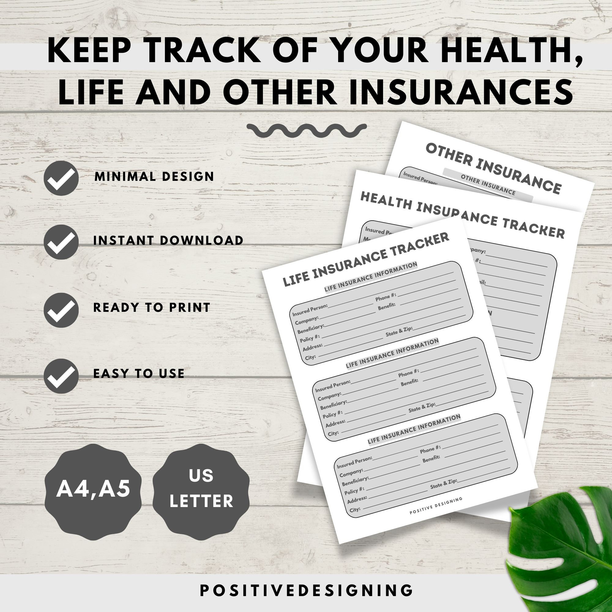 Insurance Tracker Printable, Insurance Tracking Template, Insurance ...