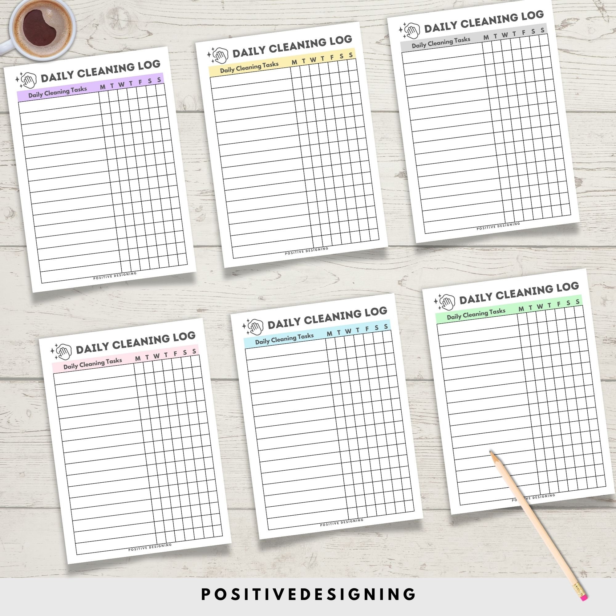 Printable Cleaning Checklist, Daily Cleaning List, Cleaner Log ...