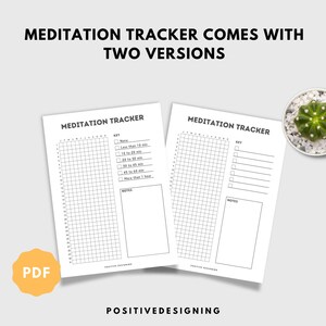 Meditation Tracker Printable Journal, Daily Wellness Log, Mindfulness ...