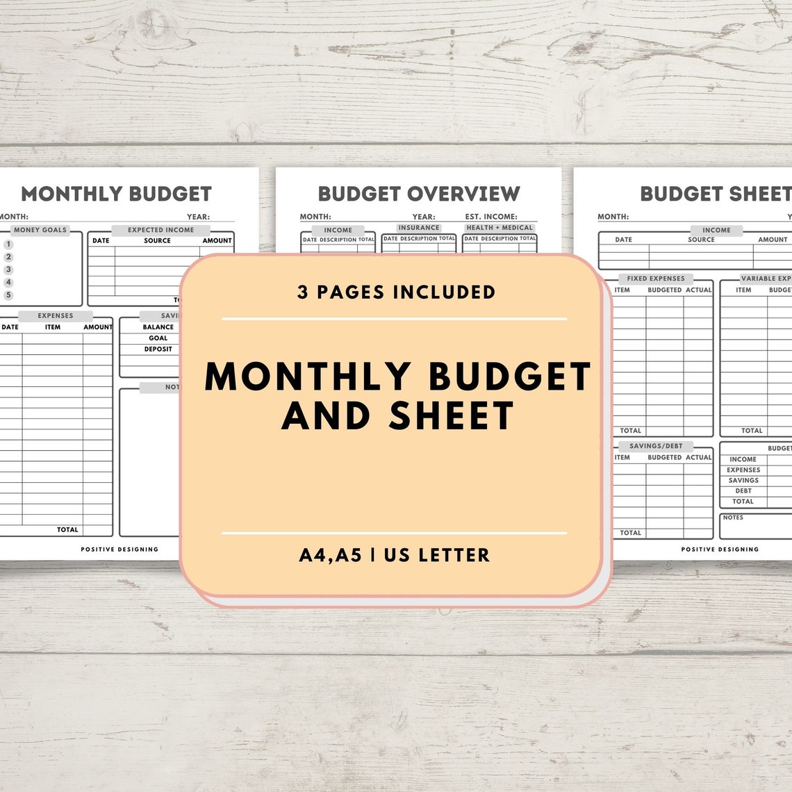 Monthly Budget Planner Printable Financial Journal Monthly Budget Sheet ...