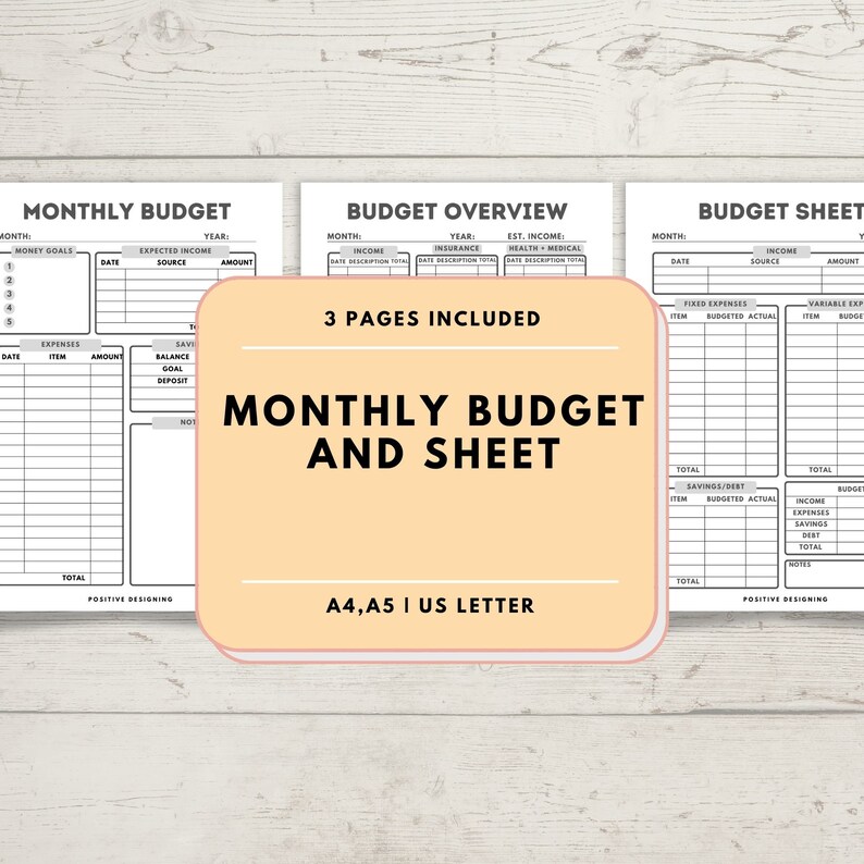 Monthly Budget Planner Printable | Financial Journal | Monthly Budget ...