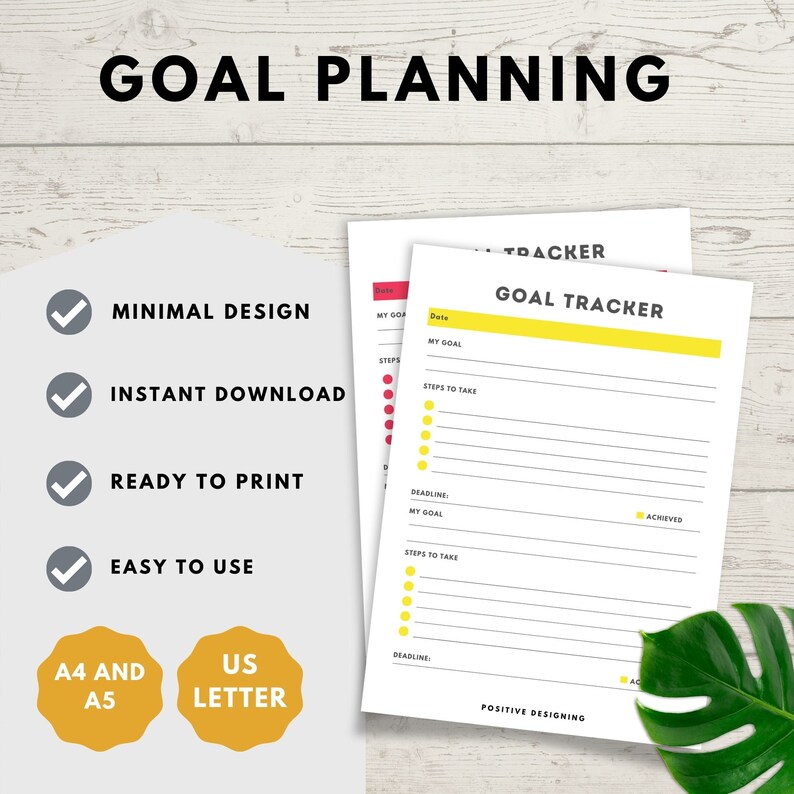 Goal Planner Printable Worksheet | Goal Setting Template, Personal Goal ...